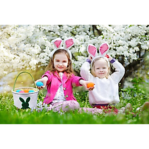 Jolly Jon Easter Bunny Basket Bag - Pink to Silver Sequin Colors - Kids Easter Egg Hunt Baskets - Color Changing Reusable Party Bags - Rabbit with Cotton Tail Canvas Tote