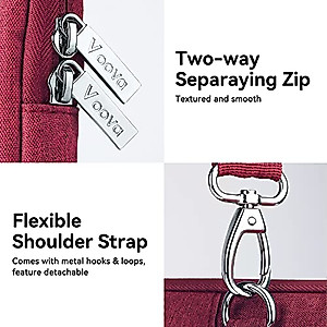 Voova Laptop Bag,17 17.3 Inch Laptop Sleeve Carrying Case Slim Computer Messenger Shoulder Briefcase with Strap Compatible with MacBook Pro/New Razer Blade Pro 17 Dell Asus Acer Hp Notebook,Wine Red