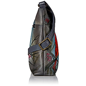 Anna by Anuschka Women's Genuine Leather Medium Crossbody with External Zipper Pocket | Hand Painted Original Artwork | Northern Cardinal