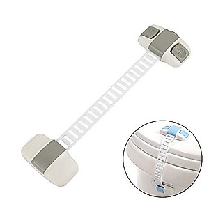 Child Safety Locks, Adjustable Strap to Cabinets, Drawers, Cupboard, Dishwashers, Toilet, Oven, Fridge, Closet, Seat, Door, Window, Adhesive No Tools or Drilling Required (Grey)