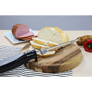 Elite Cuisine EK-570B Electric Knife with 2 Serrated Blades and Easy Eject, Black (Stainless Steel)