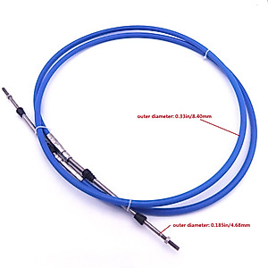 ABA-CABLE-08-GY Outboard Engine Remote Control Throttle Shift Cable 8ft for Yamaha Boat Motor Steering System 2.438m Blue, Universal type 3300/33C