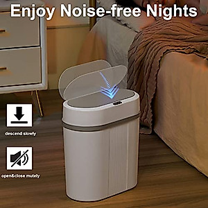 LALASTAR Automatic Trash Can, Small Bathroom Trash Can with Lid, Slim Touchless Garbage Can, Narrow Motion Sensor Trashcan, Smart Plastic Trash Bin for Bathroom, Bedroom, Kitchen, White, 2 Gallon