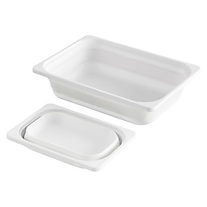 Beright 2 Pack Storage Bins, Collapsible Wash Basin Folding Dish Tub Sink, Space Saving for Dishing, Fruit, and Camping, Hiking and Home, White, 2 in 1 Set