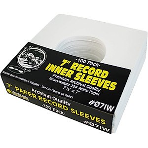 (200) Archival Quality Acid-Free Heavyweight Paper Inner Sleeves for 7" Vinyl Records #07IW