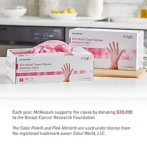 McKesson Pink Nitrile Exam Gloves - Powder-Free, Latex-Free, Ambidextrous, Textured Fingertips, Non-Sterile - Size Large, 250 Count, 1 Box