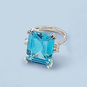 Ross-Simons 17.30 ct. t.w. Blue and White CZ Ring in Sterling Silver. Size 7