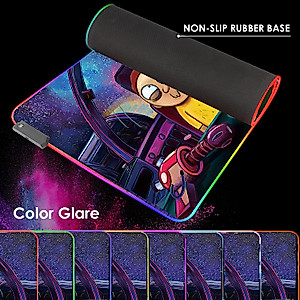 Bimormat RGB Mouse Pad LED Light Gaming Mouse Pad with Rubber Base Colorful Computer Carpet Desk Mat for PC Laptop (35.4 * 15.7 inch) (90x40rgfeidie)