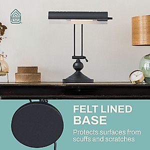 Home Intuition Classic Antique Retro Adjustable Leaning Piano Lamp Banker Desk Light (Matte Black)