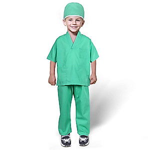 Latocos Doctor Costume for Kids Scrubs Set with Accessories Halloween Dress up Pretend Play for Boys Girls 3-10 Years