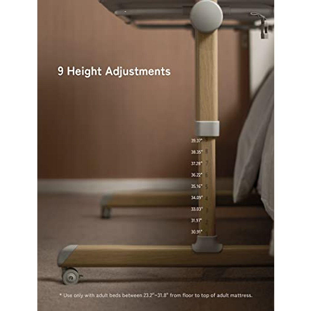 Baby Bassinet Bedside Sleeper, besrey Bedside Bassinet for Newborn Infant with Comfy Mattress, 9 Height Positions, Adjustable Bedside Crib with 360° Swivel Wheels, Bassinet Sleeper with Storage Basket