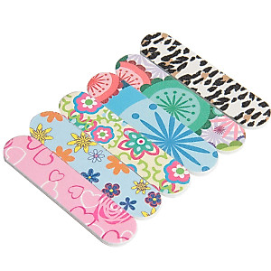 SBYURE 48 Pcs Colorful Girly Nail File,Double Sided Natural Emery Board Set Bulk for Women,Cosmetic Manicure,Color Random