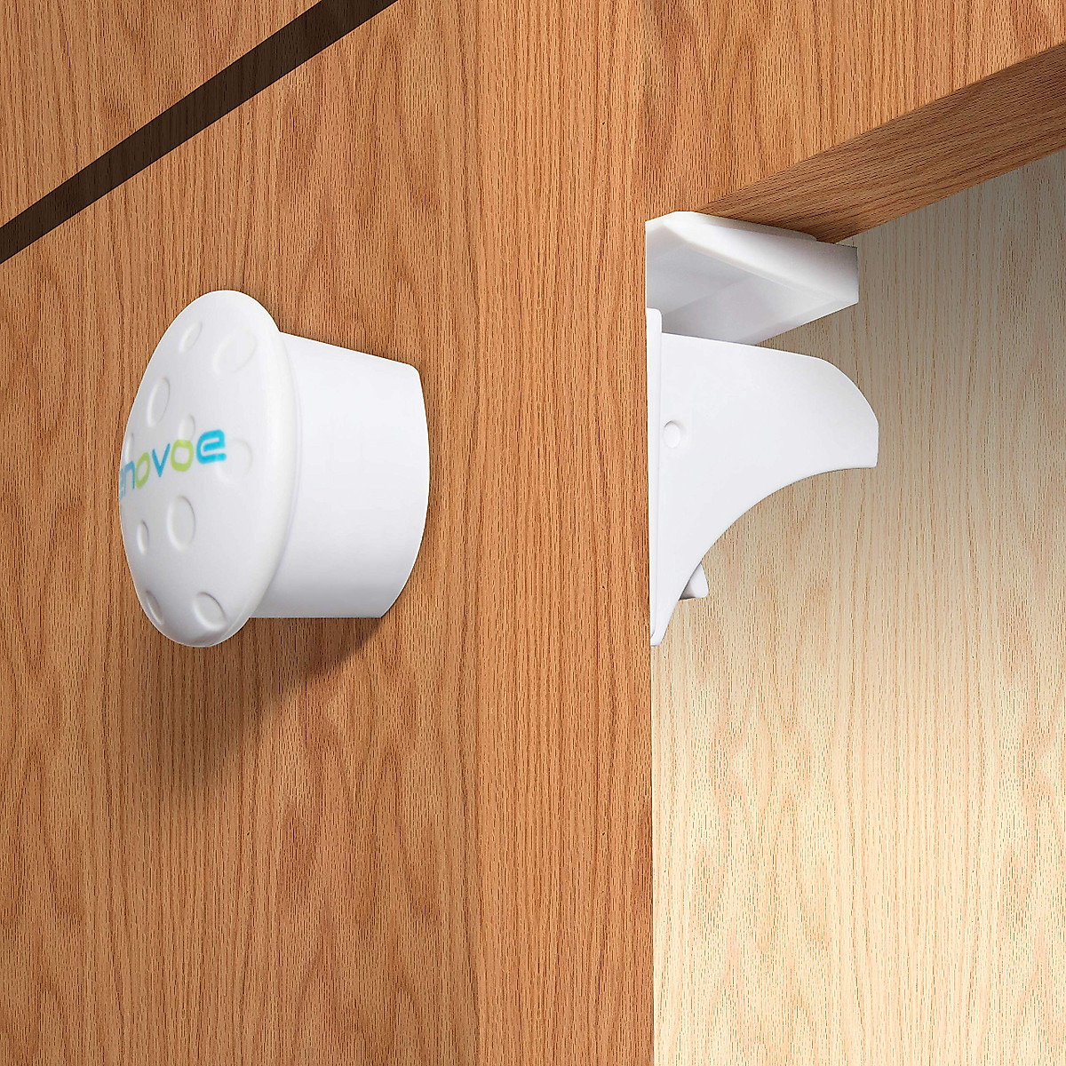 Enovoe Magnetic Cabinet Locks for Babies - 12 Locks and 2 Keys - Baby Proofing Cabinets and Drawer Locks for Toddlers - Child Safety Cabinet Kitchen Locks - Easy Install, No Drill, Tools or Screws