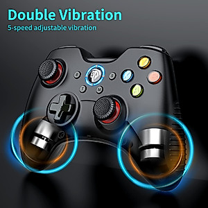 EasySMX 【New】 Wireless PC Controller, Arion8236 Gaming Controller for Windows Steam/PS3/Android/Switch/Steam Deck, Dual-Vibration Computer Controller Gamepad with Turbo, 14 Hours Working Battery