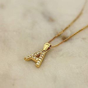Diamond Wish 14k Yellow Gold Letter A Diamond Initial Pendant Necklace (1/10cttw) with 18-inch chain