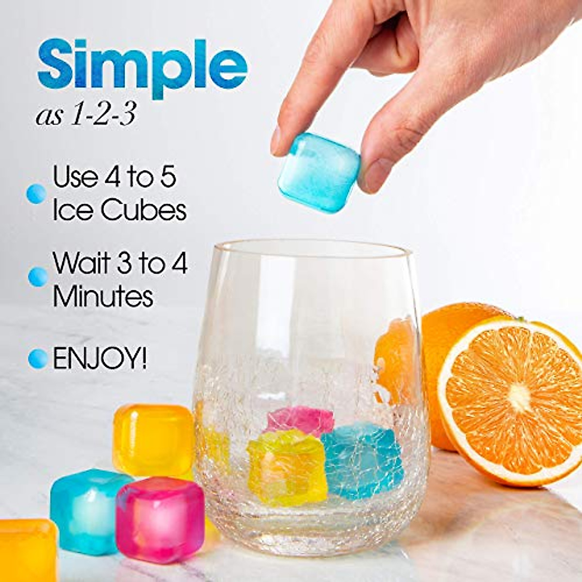 Reusable Ice Cubes For Drinks - Chills Drinks Without Diluting Them - Made From BPA Free Plastic - Refreezable, Washable, Quick And Easy To Use - Pack Of 30 With Storage Container by Efiwasi