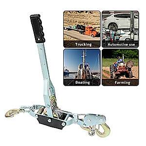 5 Ton Heavy Duty Steel Cable Dual Gear Power Ratchet with 3 Hooks Automotive Hoist Cable Puller Come Along Winch Hoist Come Along Cable Lever