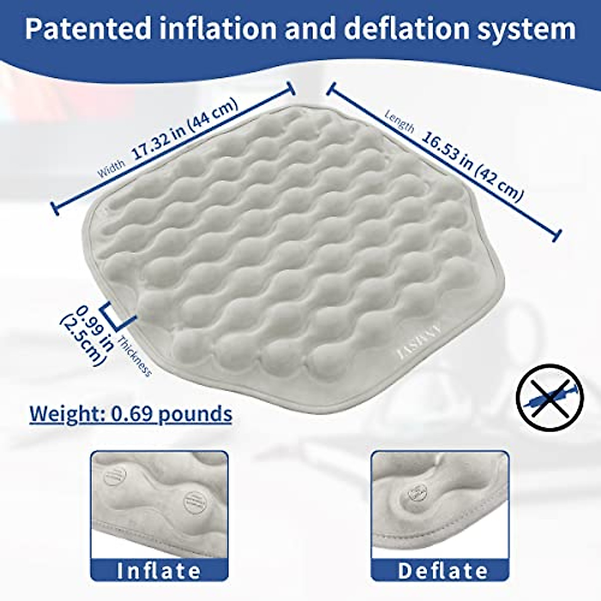ANMSVI Inflatable Pressure Relief Seat Cushion for Home Office Car and Wheelchair Cushions, Adjustable Firmness for Sciatica Pain Relief, Tailbone Pain Relief, Coccyx, Office Chair Desk Chair Cushion