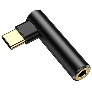 Right Angle Type C to 3.5mm Aux Audio -USB to 3.5mm Headphone Jack adapterKOOPAO Audio Converter DAC Earphone Dongle Compatible with iPad Pro Galaxy S22/21/22/23/23+ /23 Ultra