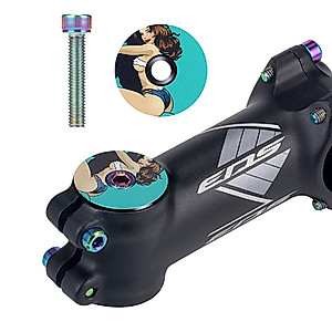 1 1/8 Inch Aluminum Alloy Headset Top Cap & Titanium Bolt Set , Bicycle Headset Cap, Mountain Bike Stem Top Cap Cover, Front Fork Stem Top Caps, Headset Cover Screws Set for MTB Road XC FR Bike Stems