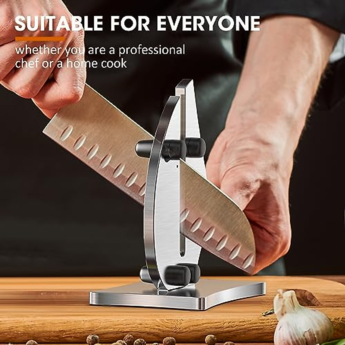 Grihot Professional Knife Sharpener | 3-Function Knife Sharpeners for Kitchen Knives, Self-Adjusting Sharpening AngleSolid Stainless Steel and Tungsten Carbide (Upgrade Sailboat Shape)