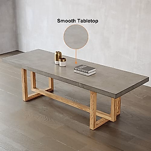 KunMai 63'' Dining Table Concrete Grey Dining Table for 6 Rectangle Wooden Tabletop