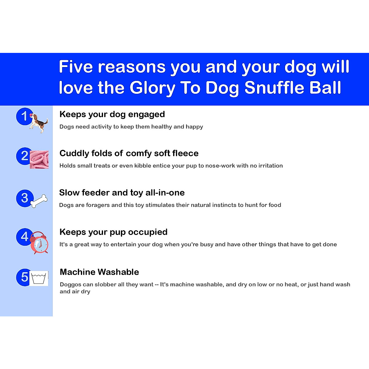 Glory To Dog Puppy and Small Breed Snuffle Interactive Foraging Dog Puzzle Ball Toy Blue