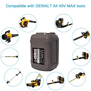 LiBatter 40V 5.0Ah Replacement Battery DCB404 DCB406 DCB407 DCB114, Lithium Ion Premium Battery Compatible with Dewalt All 40V MAX Tools