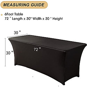 2 Pack Spandex Table Cover Fitted Rectangular Tablecloth Stretchable Fabric Tablecloth for Party, Banquet, Wedding and Events (6FT, Black)