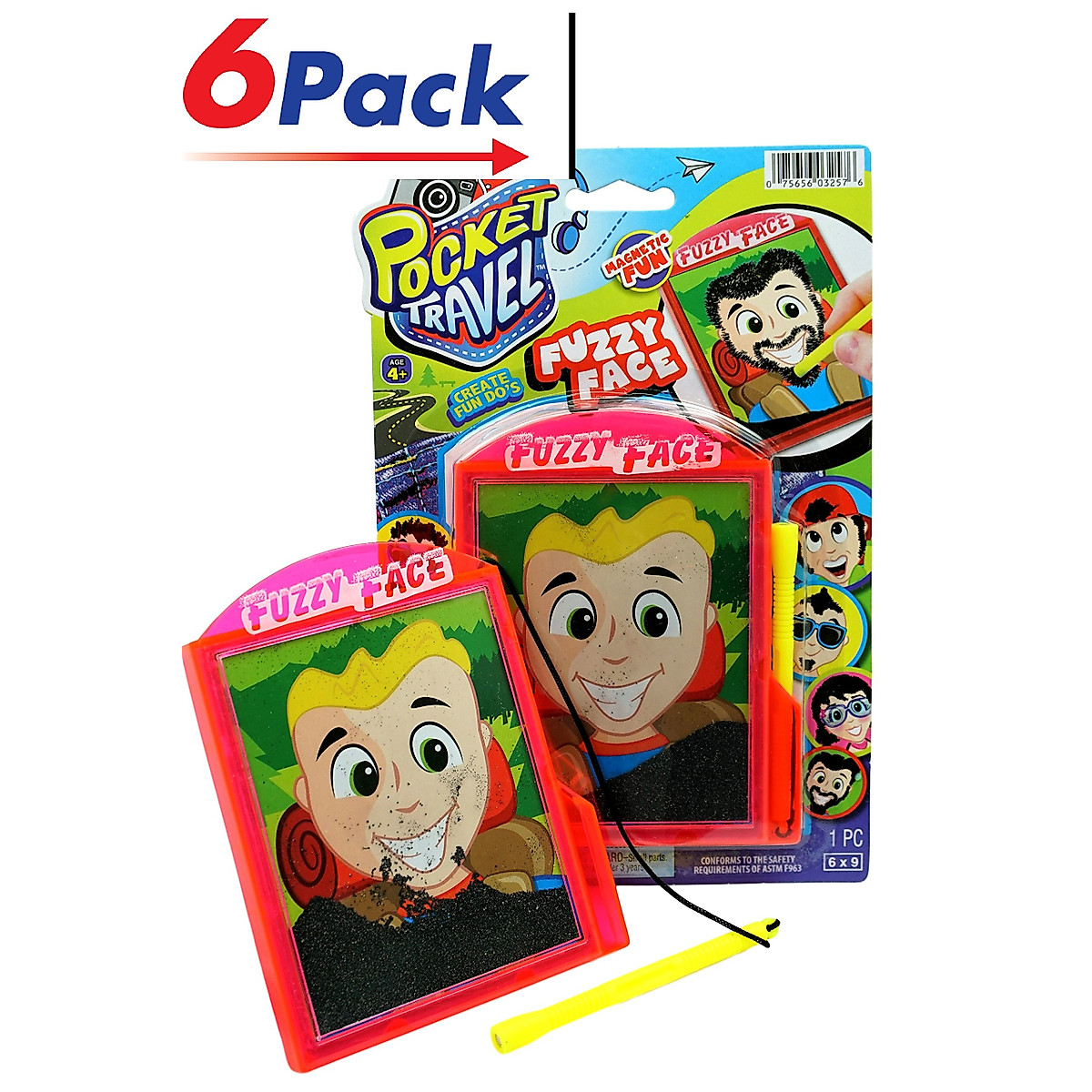 JA-RU Magnetic Face Toy (6 Units) Funny Beard, Hair & Fuzzy Face Magnetic Toy. Hand Held Road Trip Games. Retro Toys for Kids. Christmas Stocking Stuffers. 3257-6
