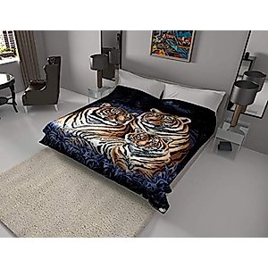 Solaron Super Thick Mink Blanket BM253 Queen 3 Tigers BLACK