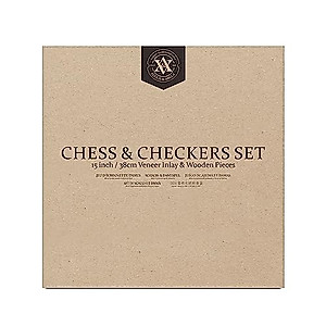 A&A 15 inch Walnut Wooden Chess Sets w/ Storage Drawer / Triple Weighted Chess Pieces - 3.0 inch King Height/ Walnut Box w/Walnut & Maple Inlay / 2 Extra Queen / Classic 2 in 1 Board Games