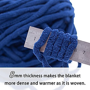 BATELO Blanket Yarn, Thick Chenille Yarn for Crocheting & Knitting, 6 Super Bulky, 3.30z/100g, 50yd/45m - Navy