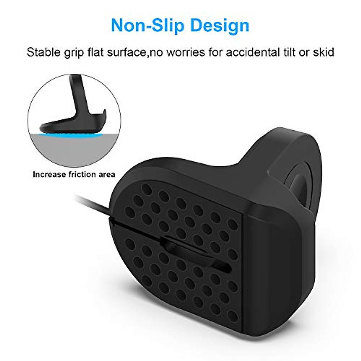 Silicone Stand for Samsung Galaxy Watch 4/Galaxy Watch 4 Classic/Galaxy Watch 3/Galaxy Active 2/Galaxy Watch Active, Non-Slip Charger Bracket Accessories Holder with Cable Management Slot- Black