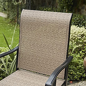 VICLLAX 5PCS Outdoor Swivel Bar Sets, Bar Height Patio Set with 4 Patio Bar Stools and 1 Square Bar Table with Umbrella Hole, Black Frame