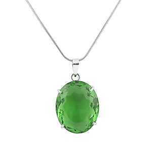 GEMHUB Loose Gemstones For Necklace 100.00 Carats. Green Amethyst Oval Cut Sterling Silver Gemstone Pendant With Chain, Healing Pendant, Mothers Day Special