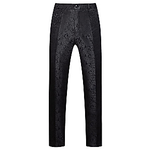 KUDORO Mens Suits Slim Fit 3 Piece Black Tuxedo Suit Set for Prom Wedding Party Paisley Jacket Vest Pants Homecoming Outfit