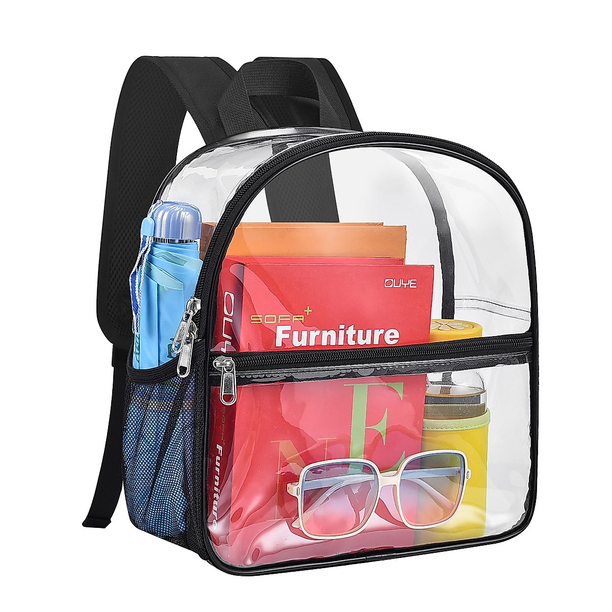 Paxiland Clear Backpack Stadium Approved 12×12×6, Clear Backpack Heavy Duty with Wider Shoulder Straps, Clear Mini Backpack for Concert Sport Events Work Travel School