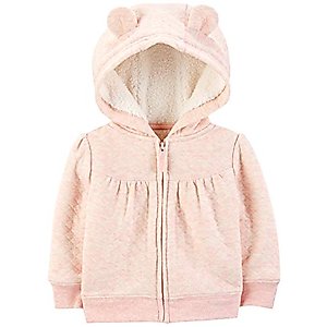 Simple Joys by Carter's Baby Girls' Hooded Sweater Jacket with Sherpa Lining, Pink, 18 Months