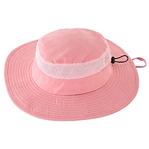 Connectyle Little Girls Sun Hat UV Protection Beach Hat for Toddler Girls Breathable Bucket Hat for Summer UPF 50+ Baby Pink