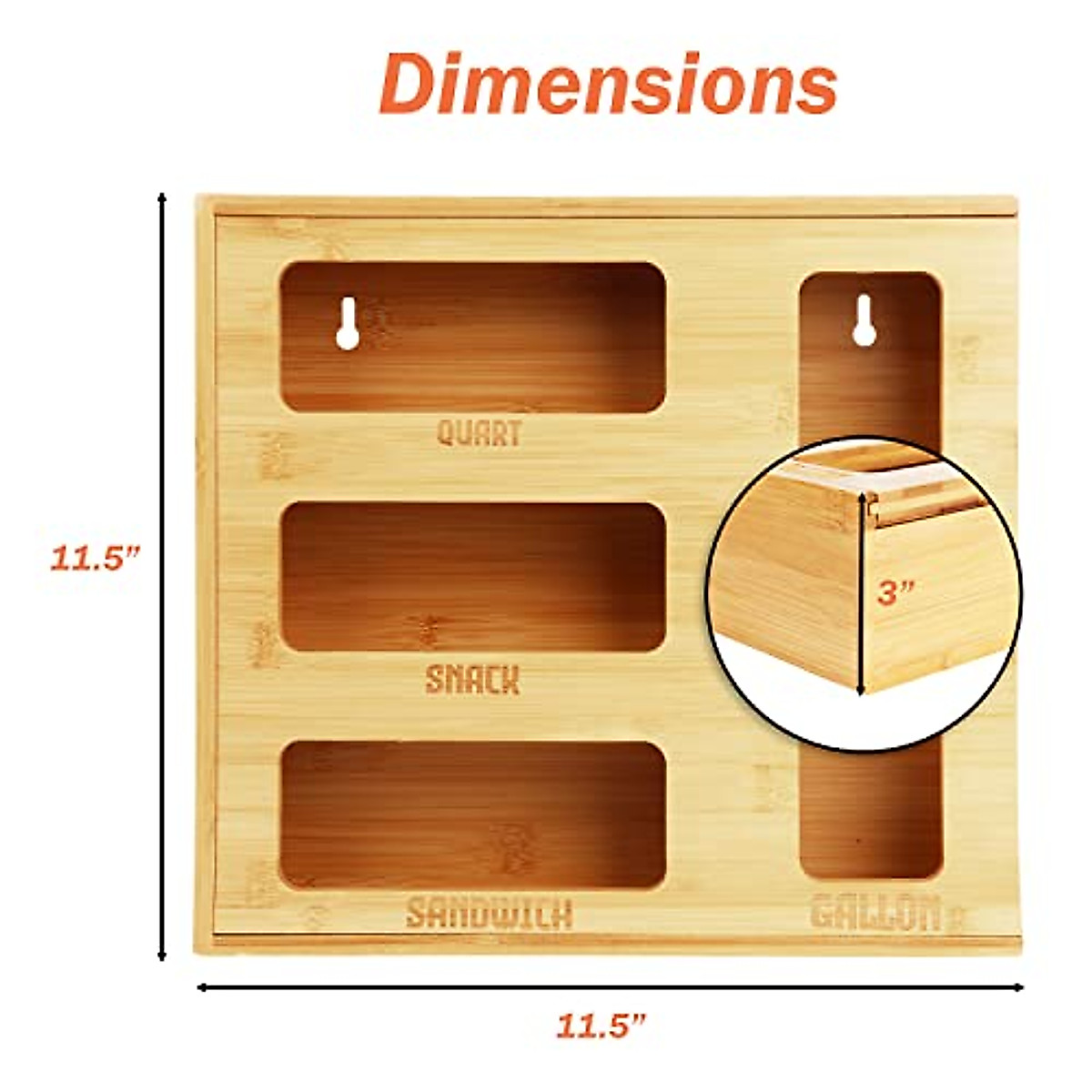 Ziplock Bag Storage Organizer - The Perfect Solution for Kitchen Organization - Neat Compact Organizer Compatible with Quart Size Ziplock Bags, Gallon Storage Bags, Sandwich Bags Ziplock, Snack
