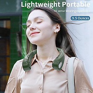 Portable Neck Fan, Hands Free Bladeless Personal Fan, 4000mAh Battery 4-16H, 360° Fast Cooling, No Hair Twisting, Ultra Quiet, Travel Essentials, Suit Home Office Sports, Gifts for Women Men-Green