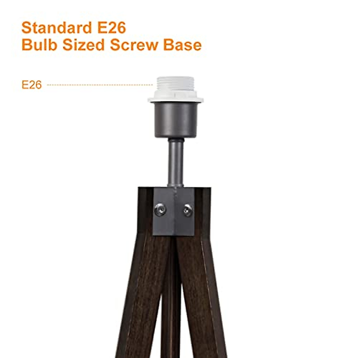 LEPOWER Wood Tripod Floor Lamp, Mid Century Standing Reading Light for Living Room, Bedroom, Study Room and Office, Modern Design, Flaxen Shade with E26 Base (Walnut)