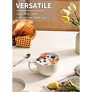 White Porcelain Jumbo Coffee Mugs Set of 4-16 Ounce Cups with Handle for Hot or Cold Drinks like Cocoa, Milk, Tea or Water - Smooth Ceramic with Modern Design