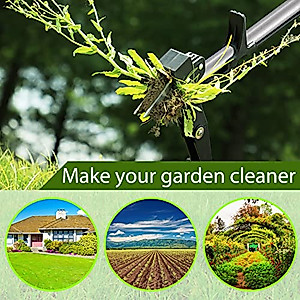 ORIENTOOLS Garden Weeder, Stand-up Steel Weeding Root Puller with 39 Inch Long Handle, Labor Saving Dandelions Remover Tool with 4 Claws and Heavy Duty Foot Pedal, No Bending or Kneeling