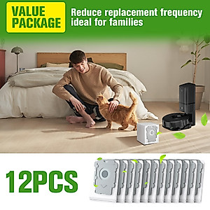 XREY 12 pack Replacement Vacuum Bags Compatible with irobot Roomba i3, i3+,i7, i7+, j7, j7+,i7plus, i4, i4+,i6, i6+, i8, i8+,s9, s9+, s9plus,I & S & J Series Automatic Dirt Disposal Bag…