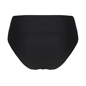 Zohamung Womens Retro High Waisted Bikini Bottoms Brazilian Cheeky High Cut Tankini Briefs Gray Black