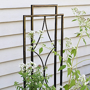 Sunnydaze 2-Piece Chic Diamonds Design Garden Trellis for Climbing Plants Set - Metal Decorative Outdoor Plant and Flower Trellis - 48-Inch Tall Each - Black
