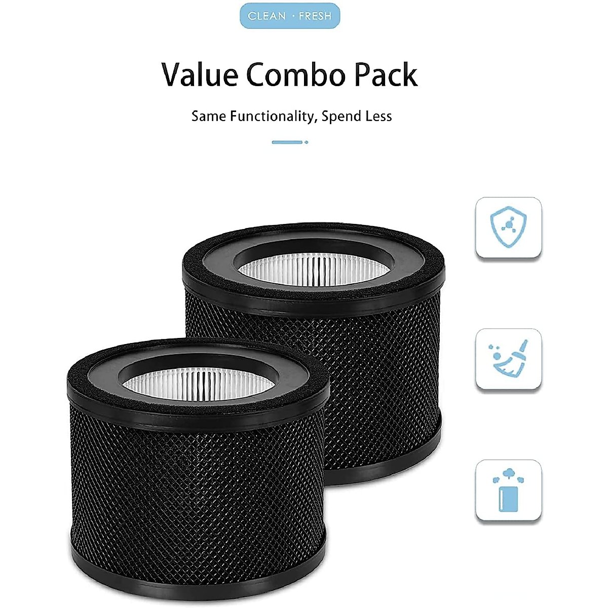 2-Pack TT-AP001 Filter Replacement for TT-AP001, VAVA VA-EE014 Air Purifiers, H13 True HEPA Filter, Replace TT-AP001SPF
