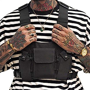 Croogo Universal Hands Free Radio Front Pack Pouch Hiphop Bag Chest Rig Vest Bag Harness Bag Two Way Radio Walkie Talkie Vest